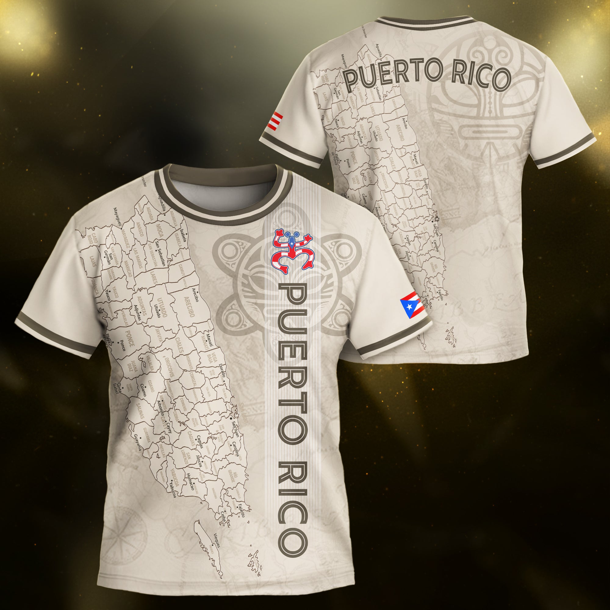 Puerto Rico Kids Youth Beige Gold Map Taino Coqui National Heritage So ...